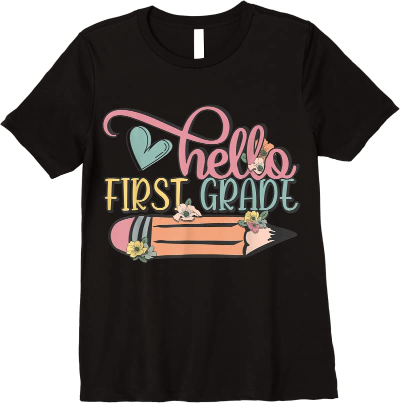 Trends Hello First Grade 1st Grade Back To School Boys Girl T Shirts ...